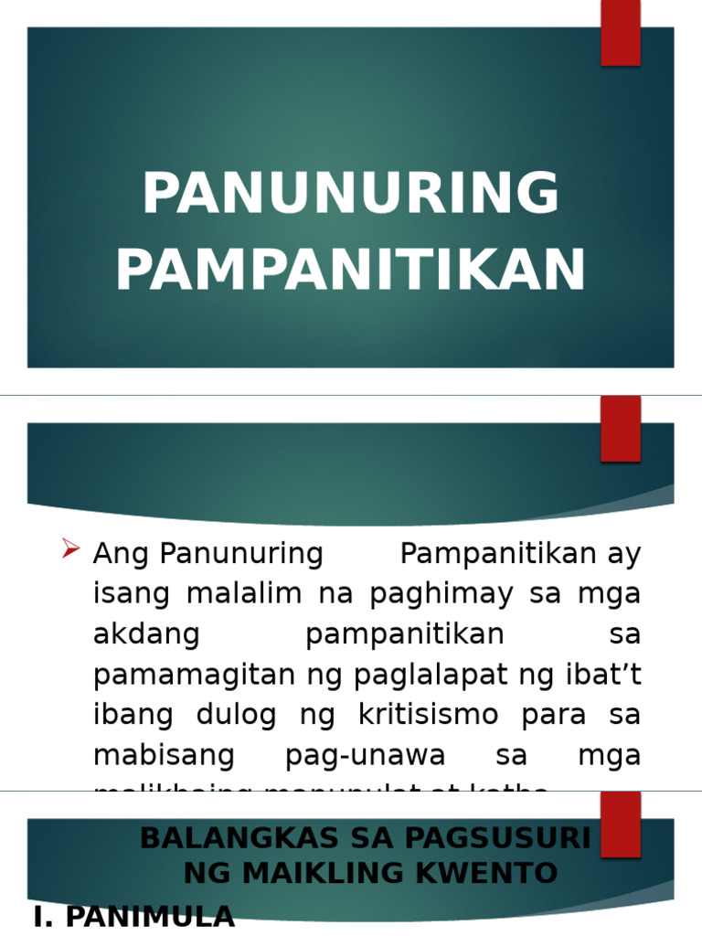 Panunuring Pampanitikan Powerpoint | PDF