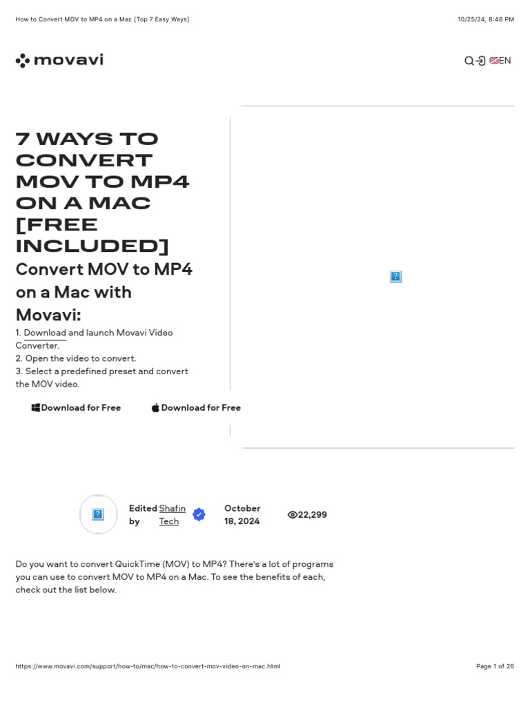 How To Convert MOV To MP4 On A Mac (Top 7 Easy Ways) | PDF | Computing ...