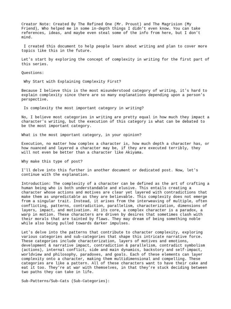 Complexity Explanation (Surface Level Analysis) | PDF | Motivation ...