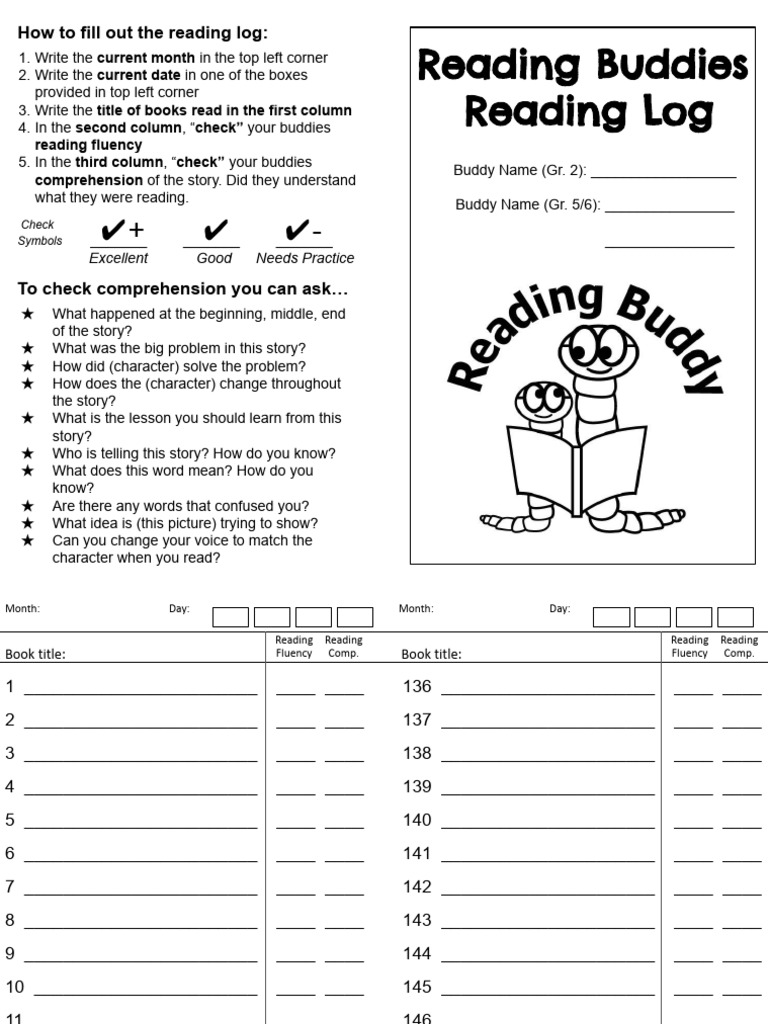Reading Buddies Log | PDF | Reading Comprehension | Cultural Assimilation