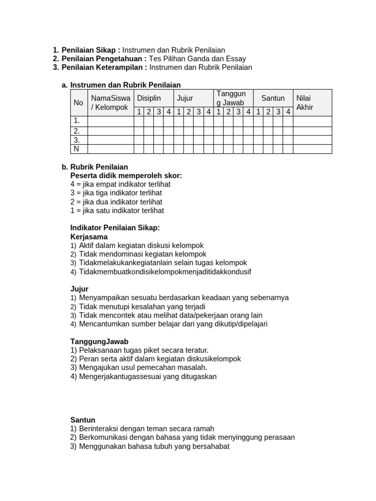 Penilaian Sikap dan Pengetahuan Siswa | PDF