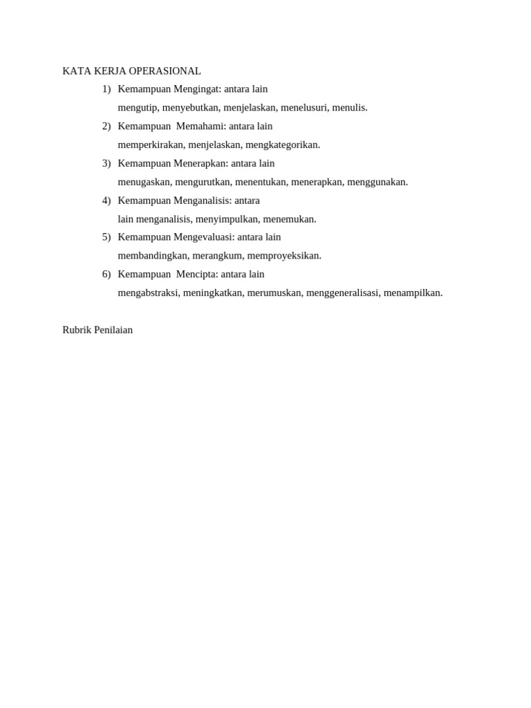 Kata Kerja Operasional | PDF