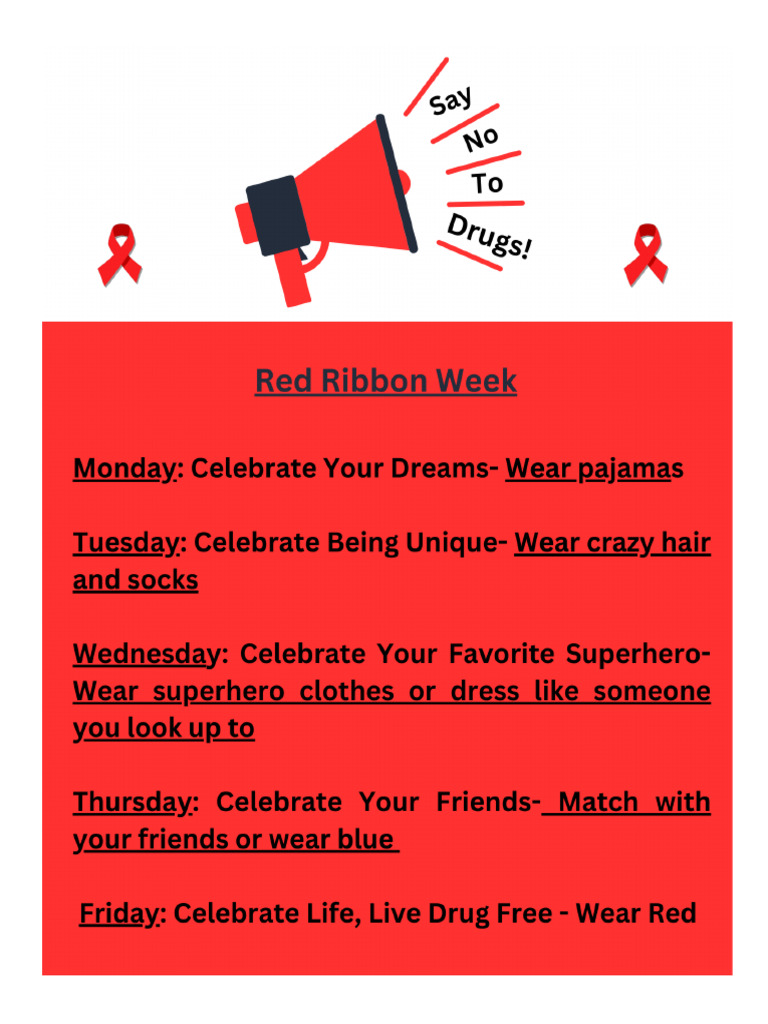 Red Ribbon Dress Up Week - PNG | PDF