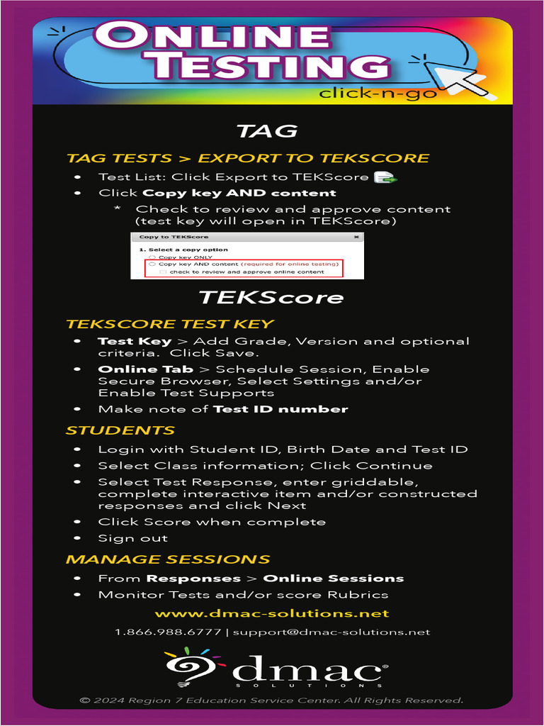 TEKScore Online Testing Guide | PDF