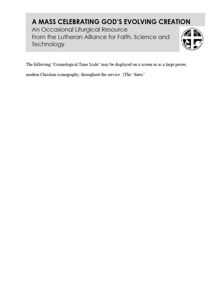 Mass Celebrating Creation | PDF