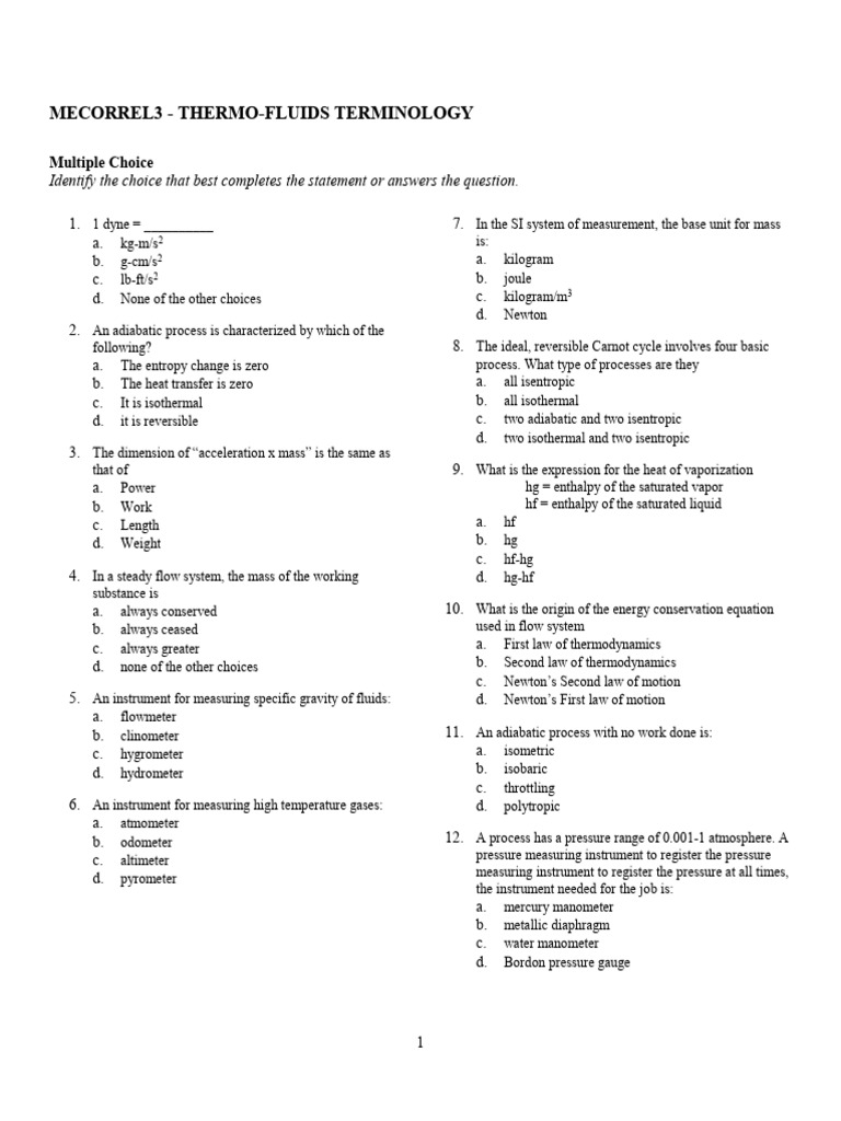 MECORREL3+ +thermo Fluids+Terminology | PDF | Pump | Heat