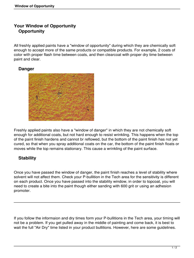 Window of Opportunity | PDF | Paint | Industrial Processes