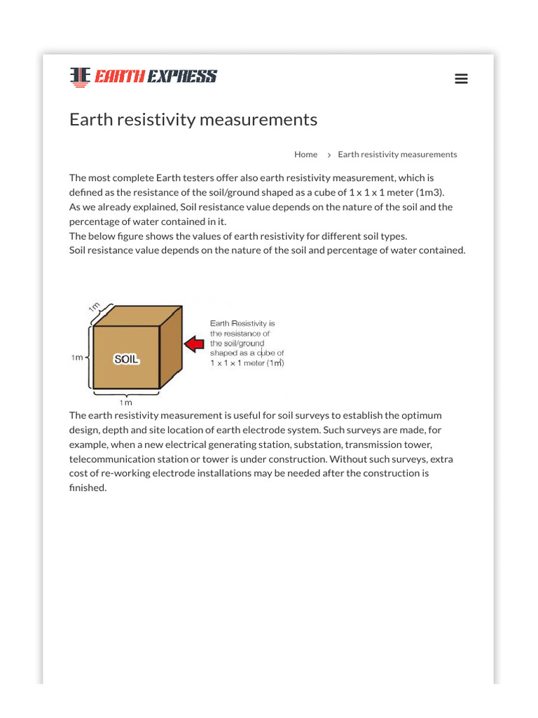 Earth Resistivity Measurements - Earth Express | PDF