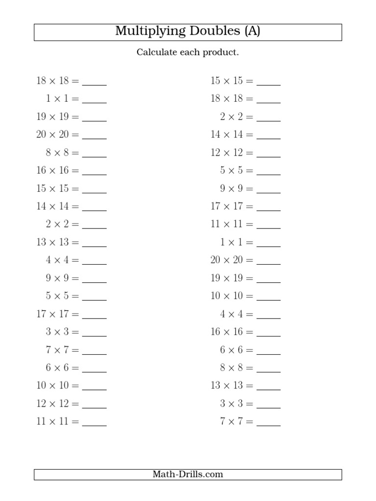 Multiplying Doubles All.1457021085 | PDF | Arithmetic