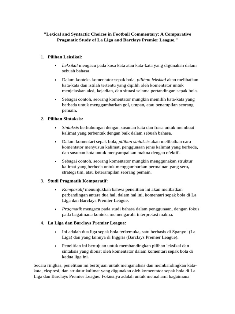 The Comparative Analysis of English Pragmatic Features Used by Football Commentators in La Liga ...