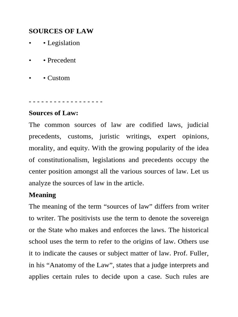 Understanding Sources of Law Explained | PDF | Precedent | Case Law