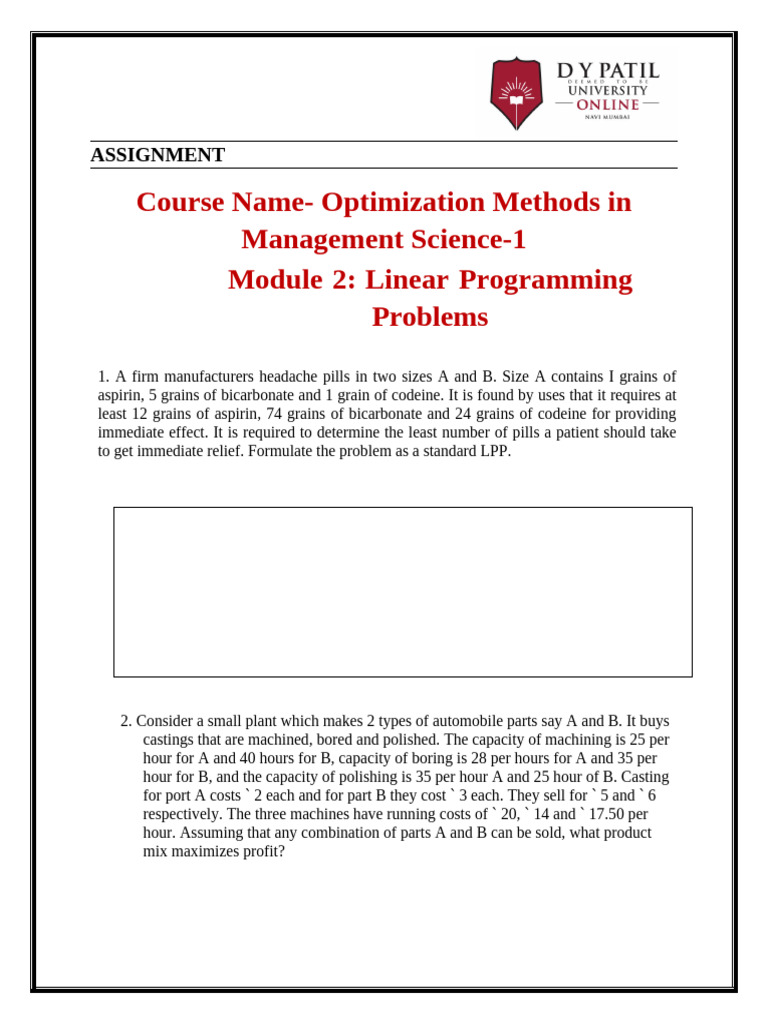 Assignment Mod 1 Introduction To Logistics Management System and Its Modules | PDF | Linear ...