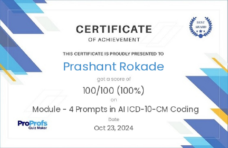 Prompt Certificate Model For AI Medical Coding | PDF