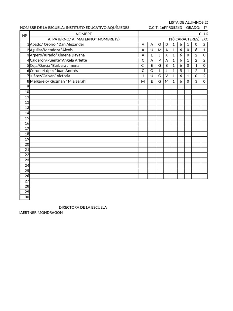 Lista de Curp 2°b 2 | PDF