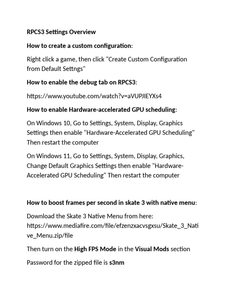 RPCS3 Configuration and Optimization Guide | PDF
