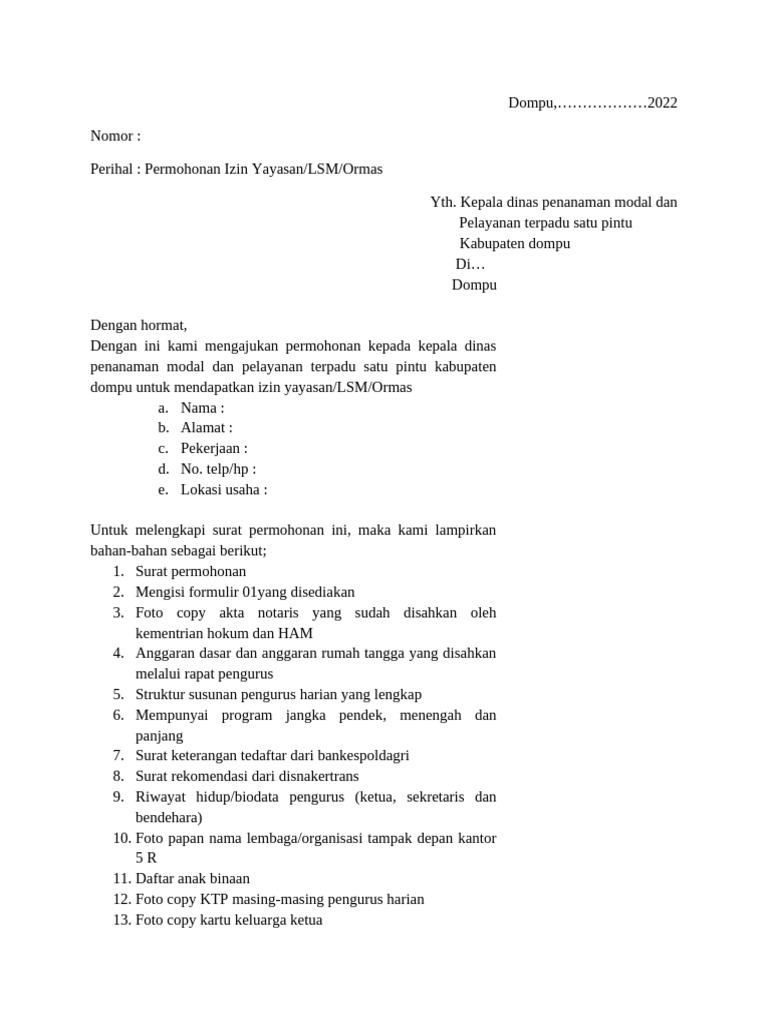 Permohonan Ijin | PDF