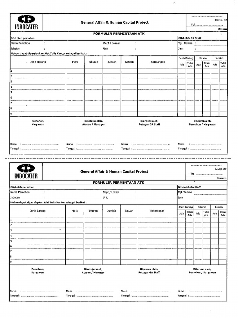 Form GA-Permintaan ATK | PDF