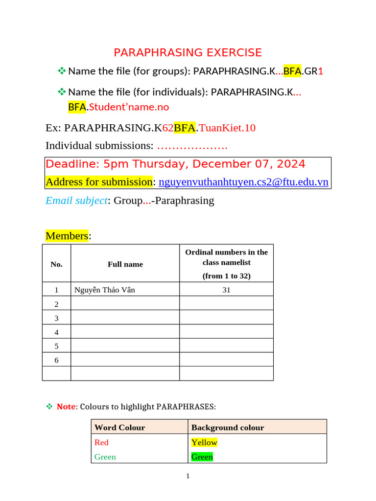 PARAPHRASING EXERCISE - Ss | PDF | Behavioural Sciences | Cognition