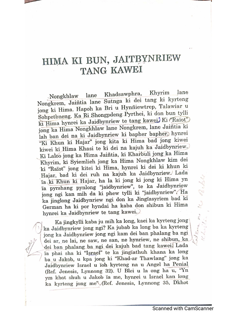 Hima Ki Bun, Jaitbynriew Tang Kawei | PDF