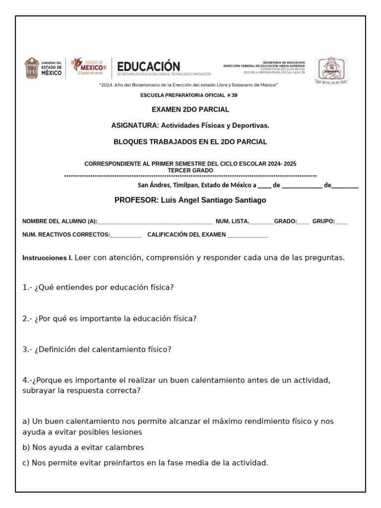 Estructura de Examen 2do Parcial Nov 2024 V1 | PDF