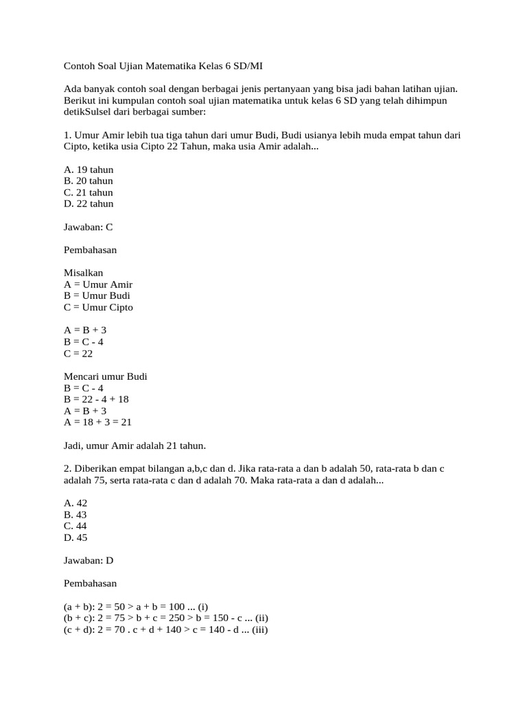 Soal Kelas 6 MTK | PDF