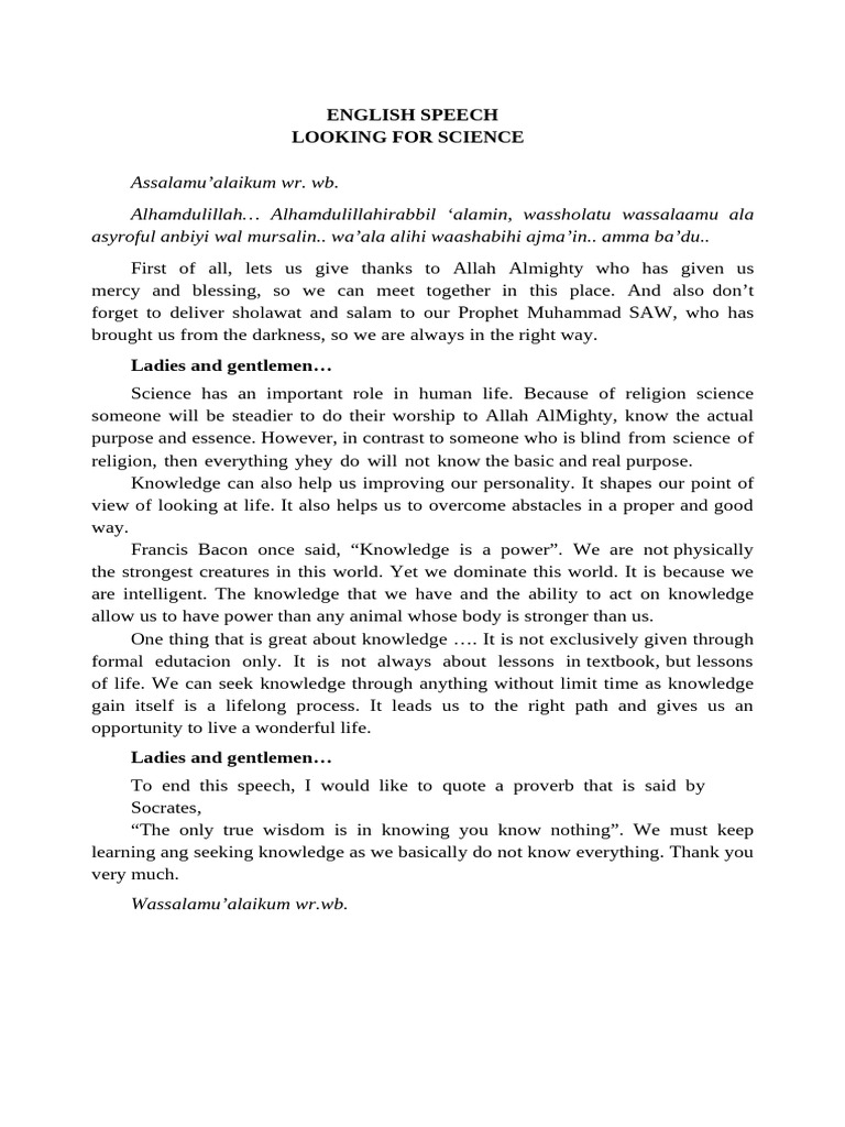 English Speech | PDF