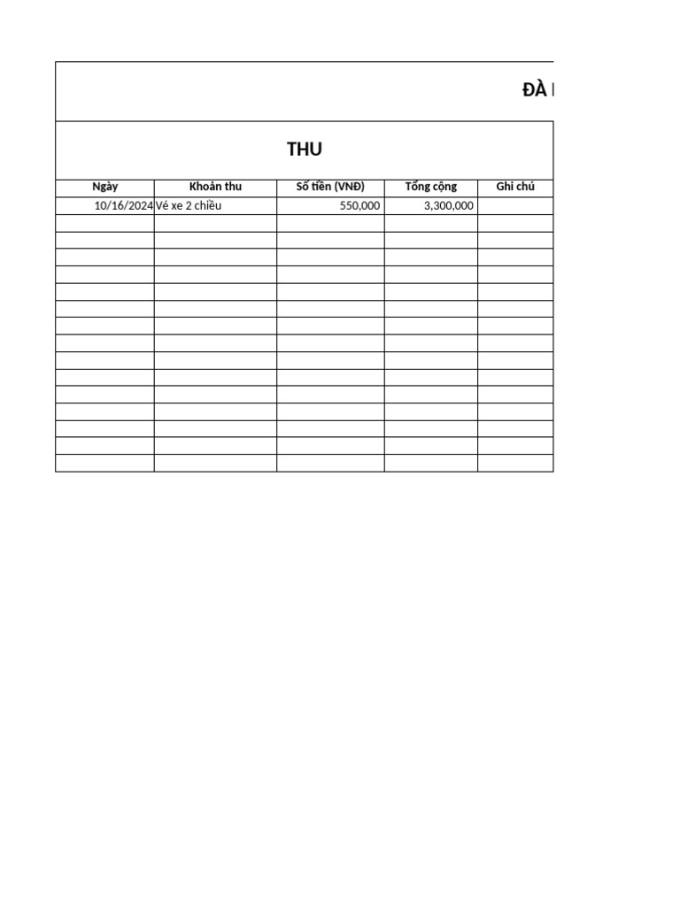 Template Thu Chi Du Lich | PDF