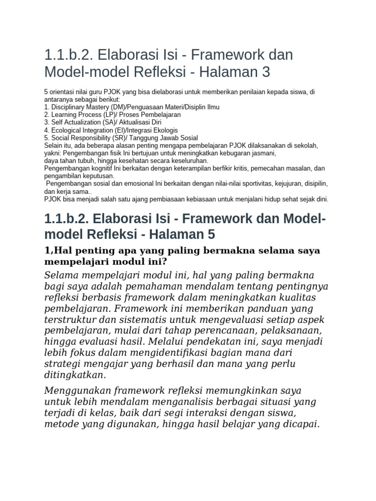 1.1.b.2. Elaborasi Isi - Framework Dan Model-Model Refleksi - Halaman 3 | PDF