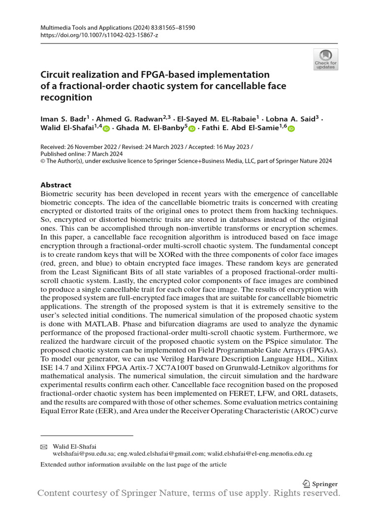 Circuit Realization And Fpga Based Implementation Pdf Field Programmable Gate Array Chaos