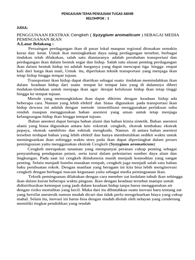 Format Pengajuan Judul Ta 2024 | PDF