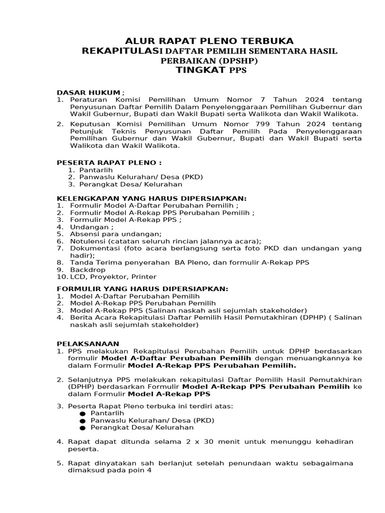Alur Rapat Pleno Terbuka DPHP PPSPPK | PDF