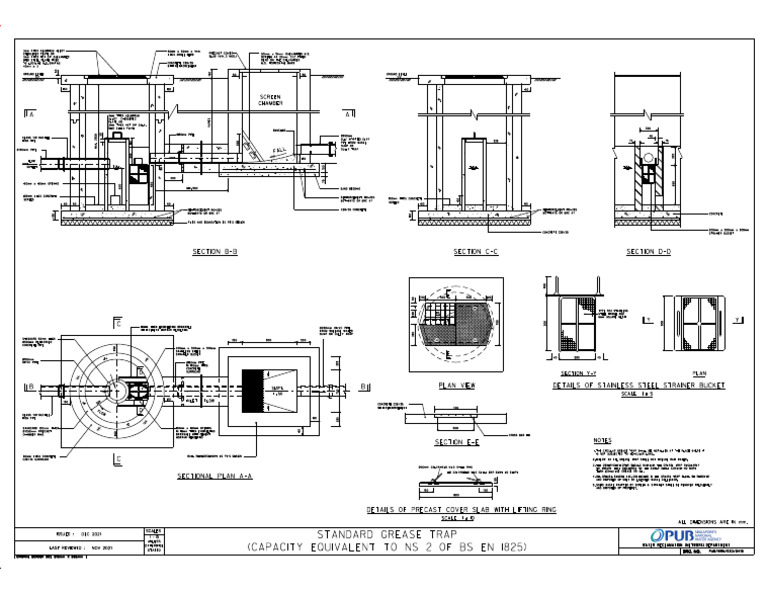 WRN - STD - 041B Grease Trap 1050 2021 12 | PDF | Pipe (Fluid Conveyance) | Concrete