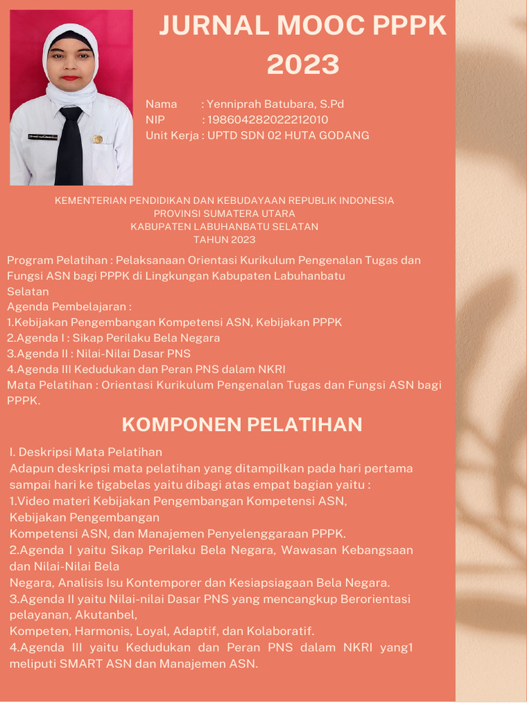 Jurnal Mooc PPPK 2023 Yenniprah | PDF