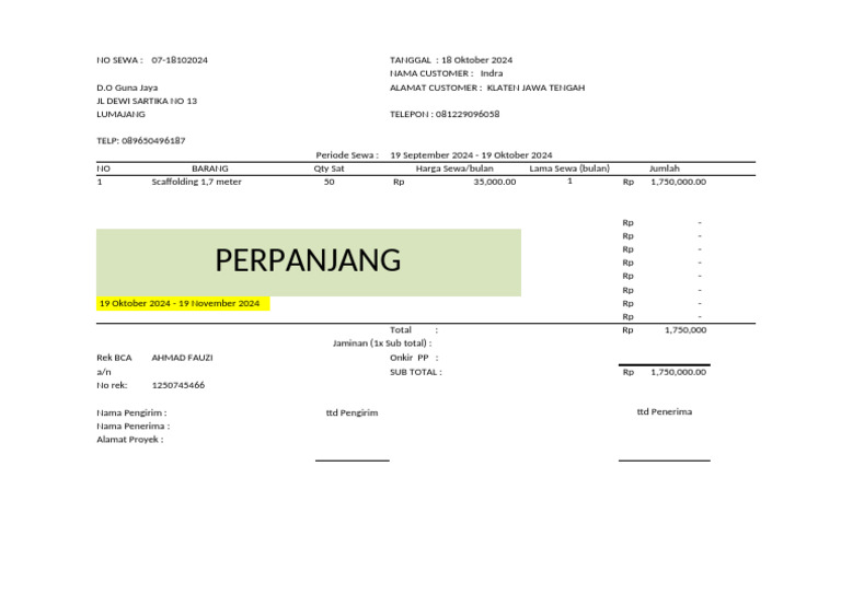 Invoice Sewa Scaffolding Indra | PDF