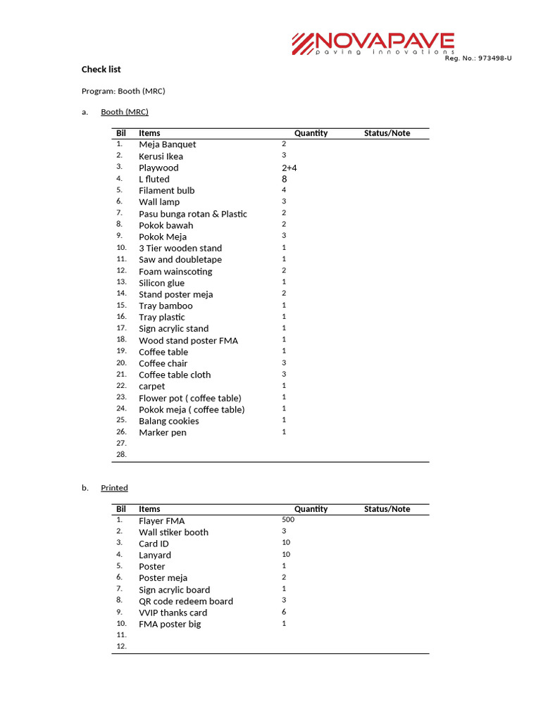 Checklist MRC 2024 | PDF | Fibers | Polymers