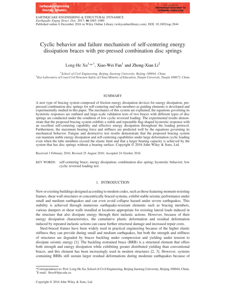 Earthq Engng Struct Dyn - 2016 - Xu - Cyclic Behavior and Failure ...