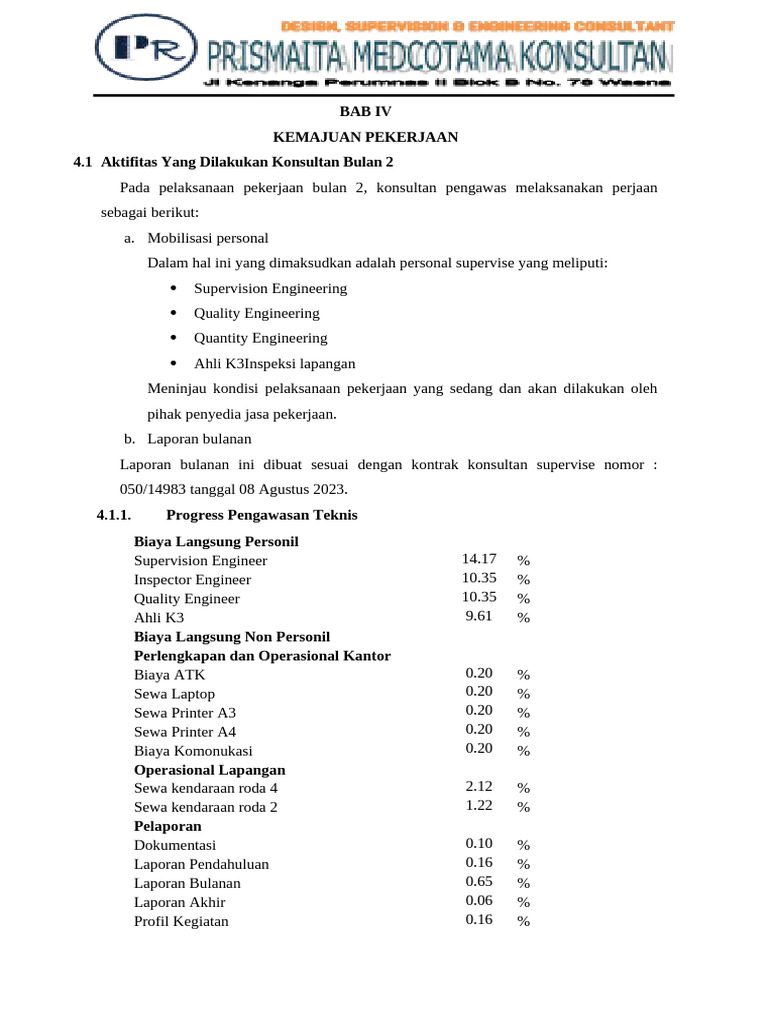 BAB IV Data Kelengkapan Pekerjaan | PDF