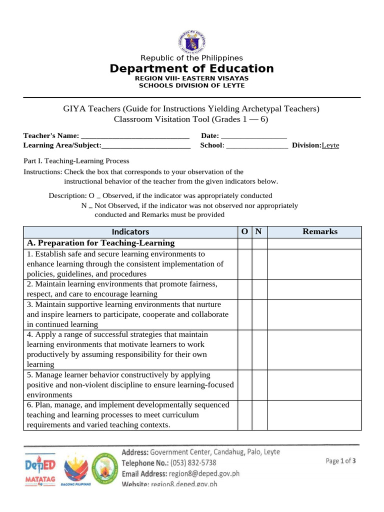 Giya 1 6 Word New | PDF | Learning | Teachers