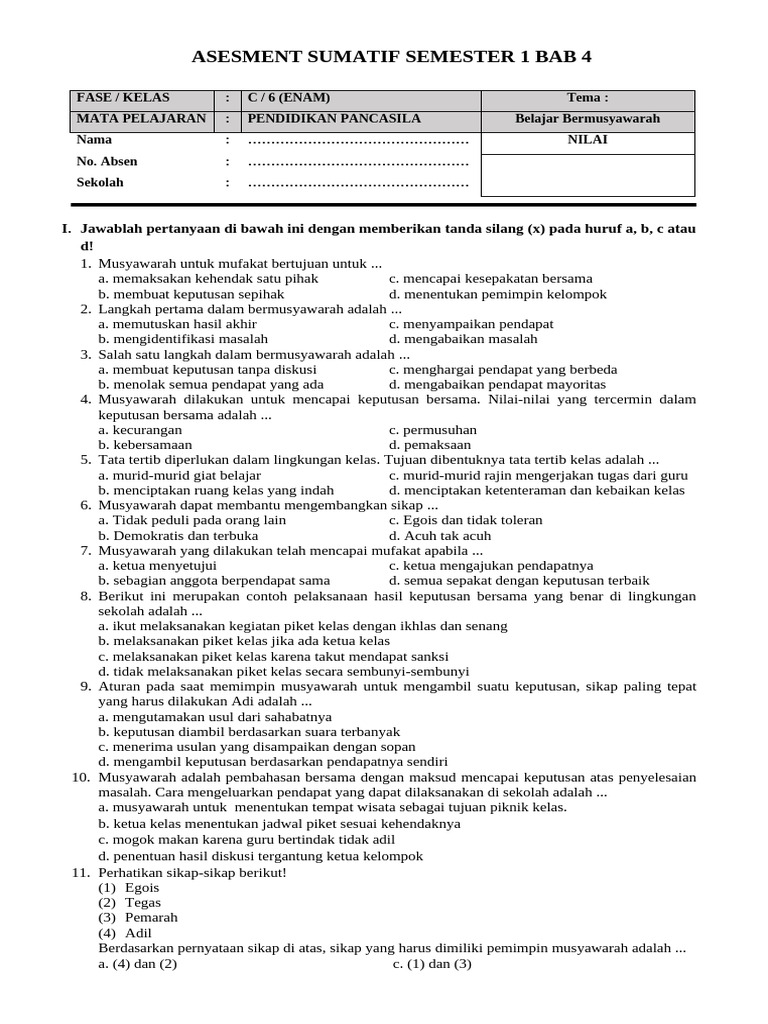Asesment Sumatif 4 Pendidikan Pancasila | PDF