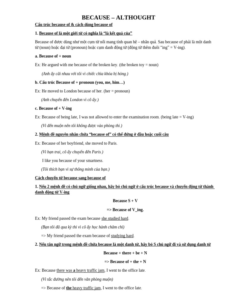 Because & Although | PDF