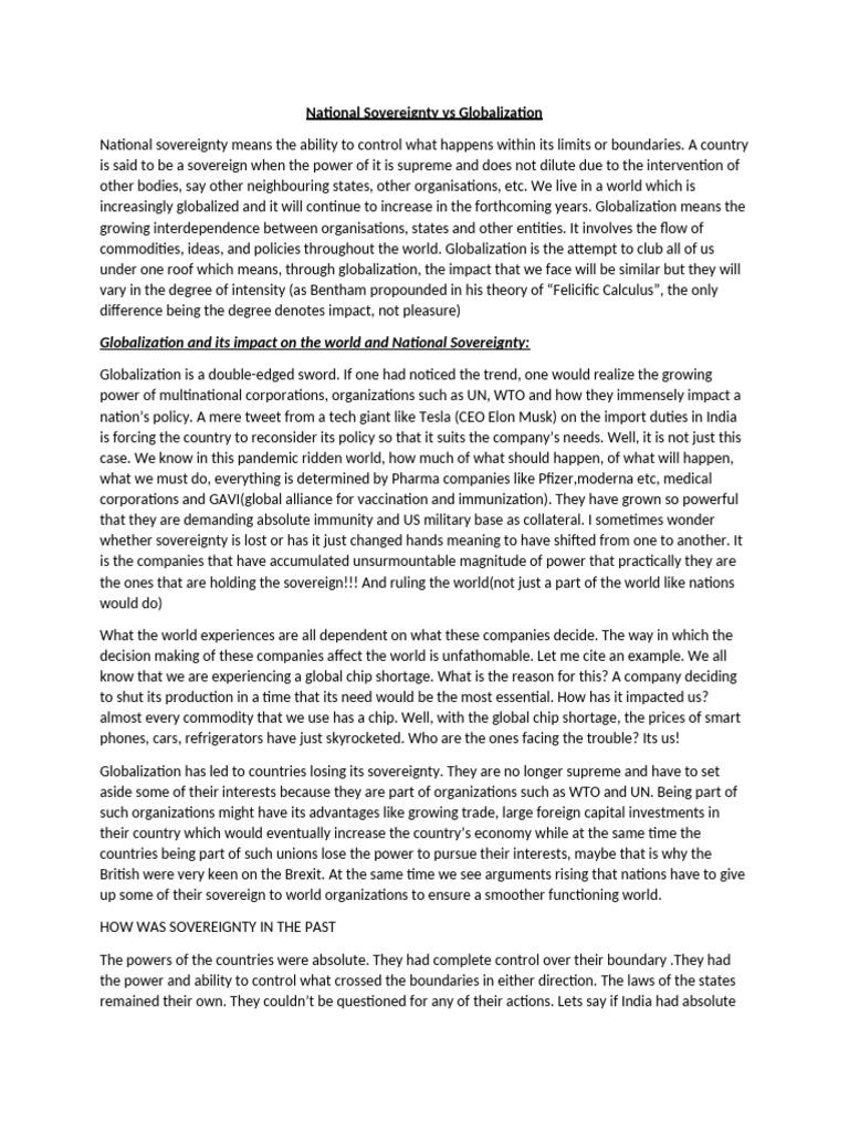 MCMPT Assignment 125087049 Tejas Ranganathan | PDF | Globalization | Sovereignty
