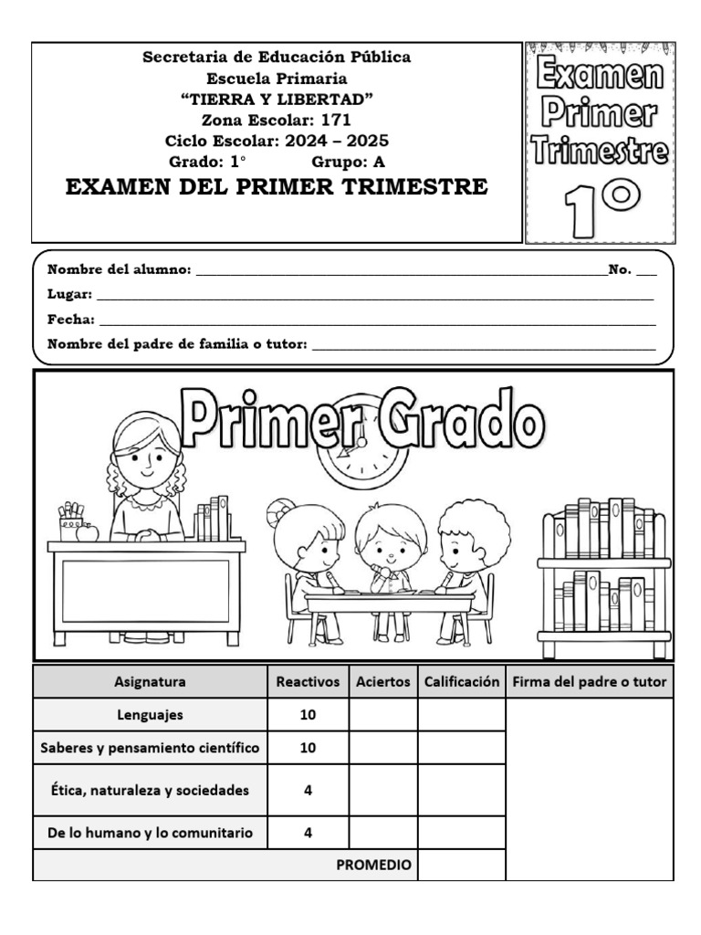 Examen Primer Grado Omi | PDF