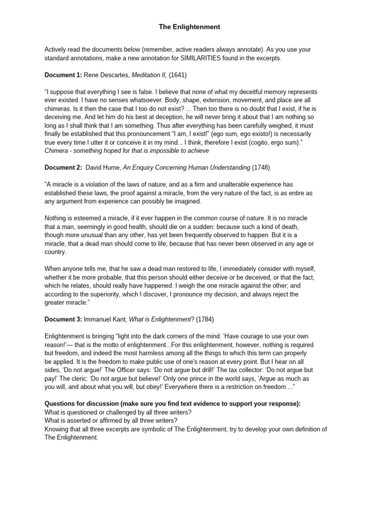5.1 Defining The Enlightenment - First Activity | PDF | Metaphysics ...
