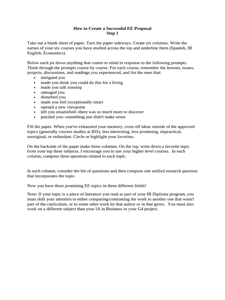 How To Create A Successful EE Proposal | PDF