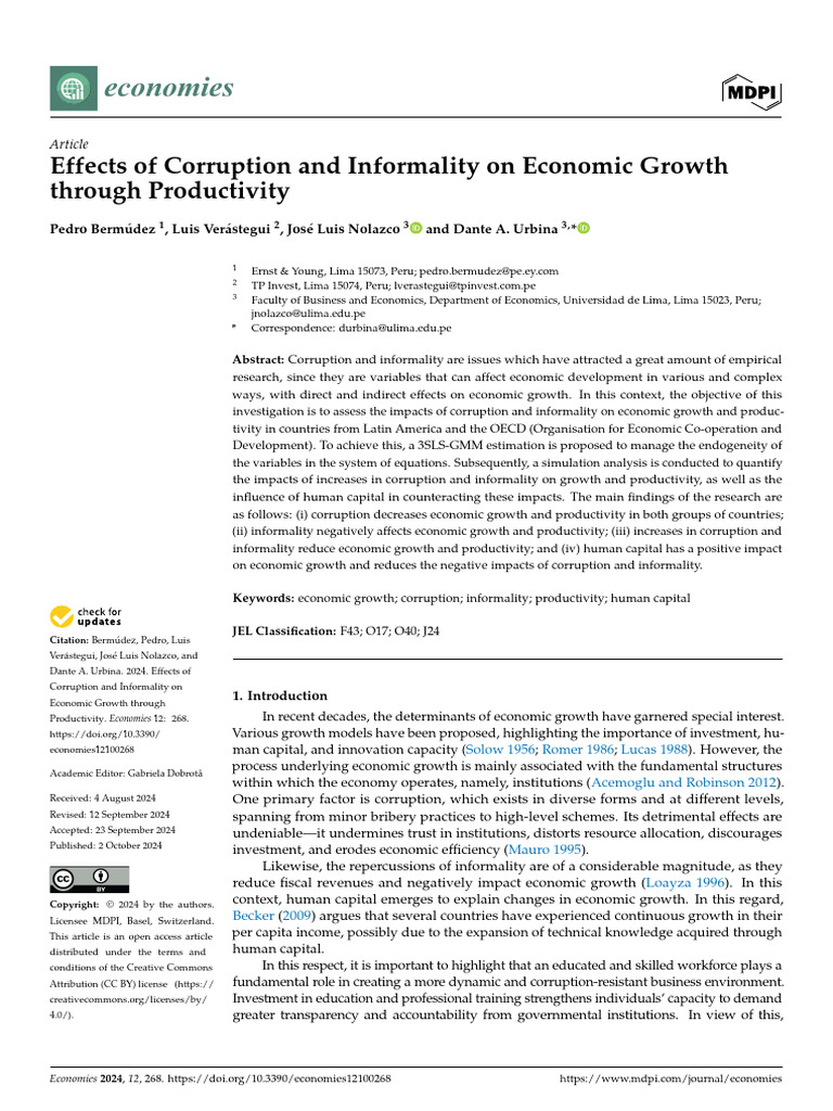 Effects of Corruption and Informality On Economic Growth Through ...
