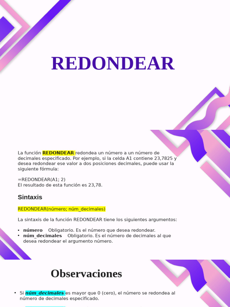 Cómo usar la función REDONDEAR en Excel | PDF