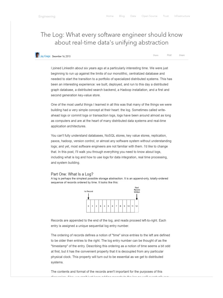 The Log - What Every Software Engineer Should Know About Real-Time Data ...