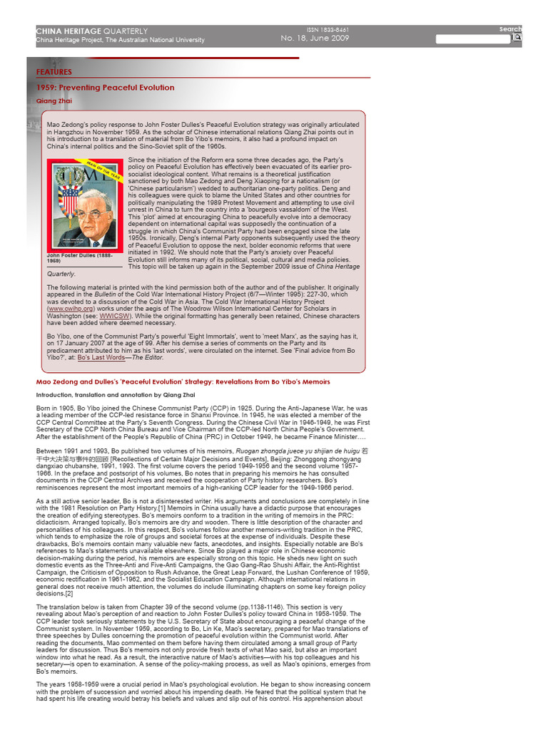 1959 - Preventing Peaceful Evolution - China Heritage Quarterly | PDF ...