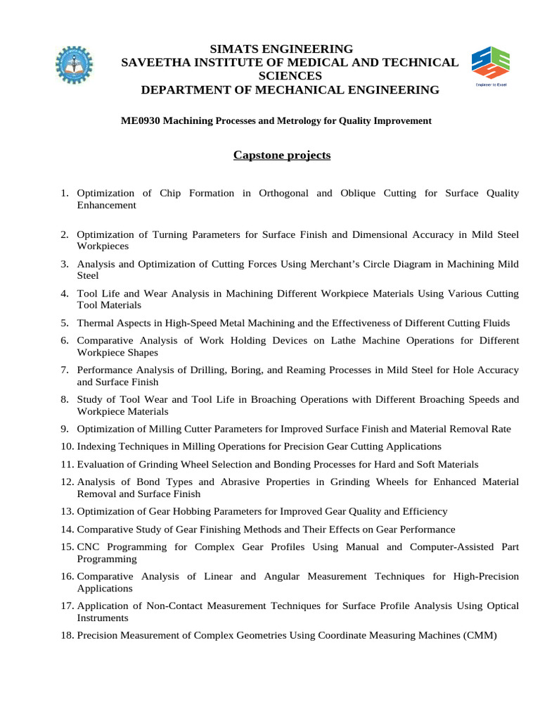 MPM Capstone Project Rubrics | PDF | Machining | Grinding (Abrasive ...