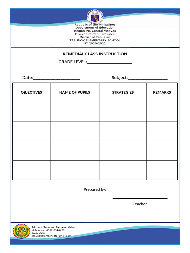 Remedial Class Instruction | PDF